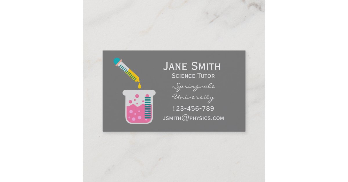 Chemistry science tutor pink liquid business card | Zazzle