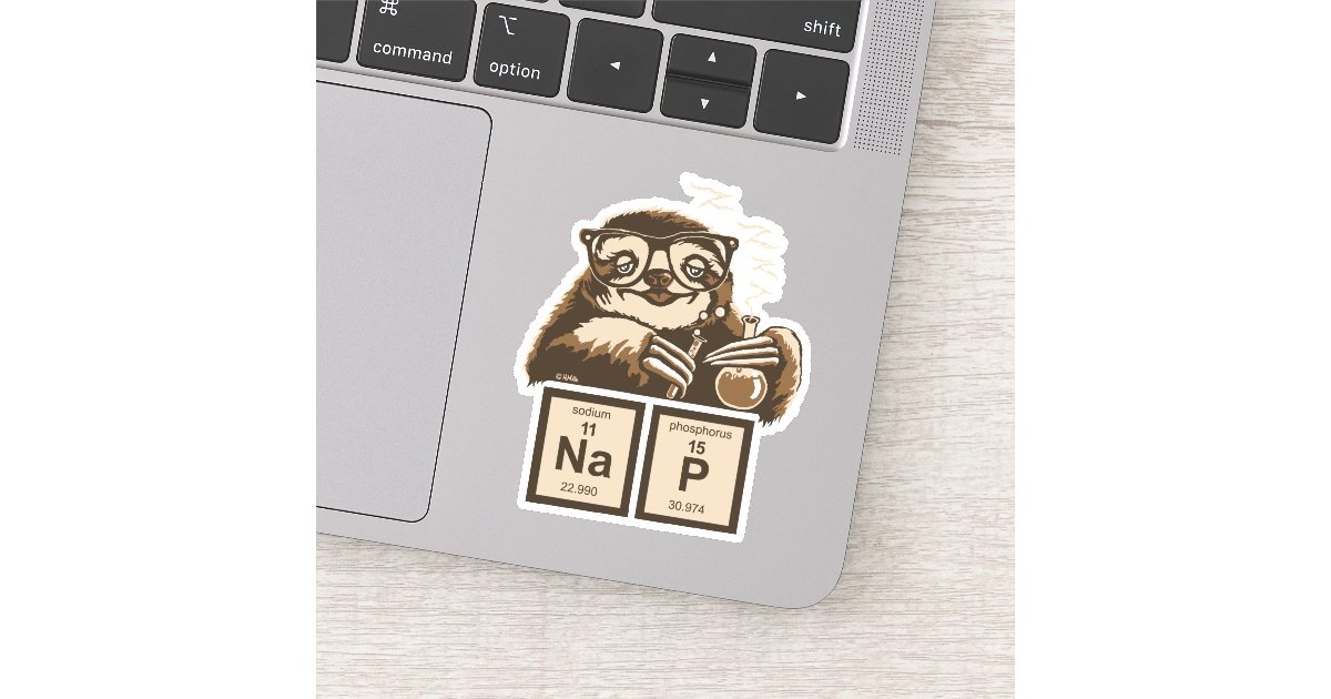 Chemistry sloth discovered nap sticker | Zazzle