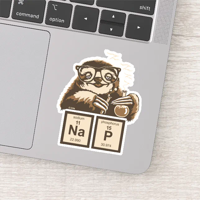 Chemistry sloth discovered nap sticker | Zazzle