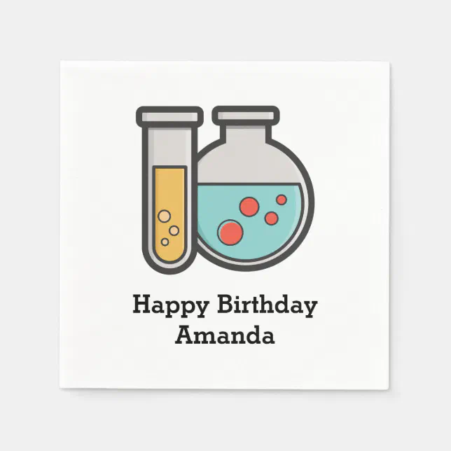 Chemistry Test Tube and Beaker Birthday Napkins | Zazzle