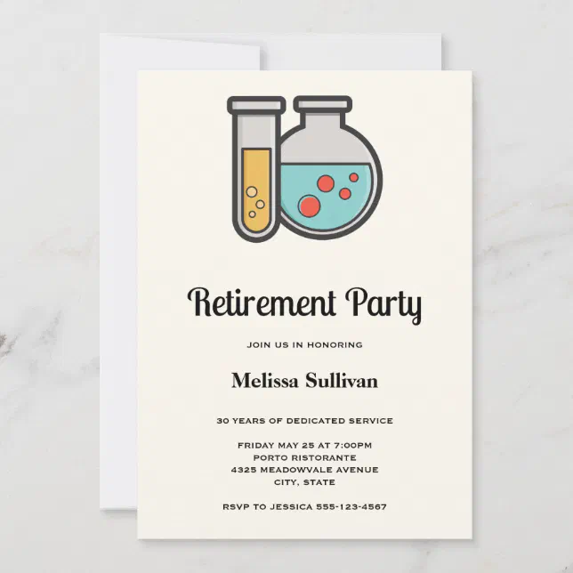Chemistry Test Tube and Beaker Retirement Party Invitation | Zazzle