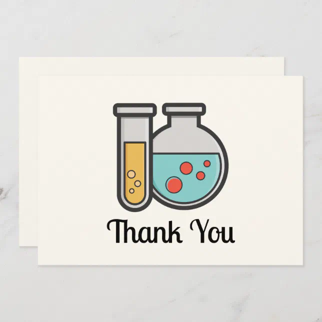 Chemistry Test Tube and Beaker Thank You Card | Zazzle