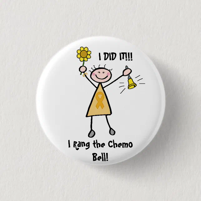 Chemo Bell - Childhood Cancer Gold Ribbon Button | Zazzle