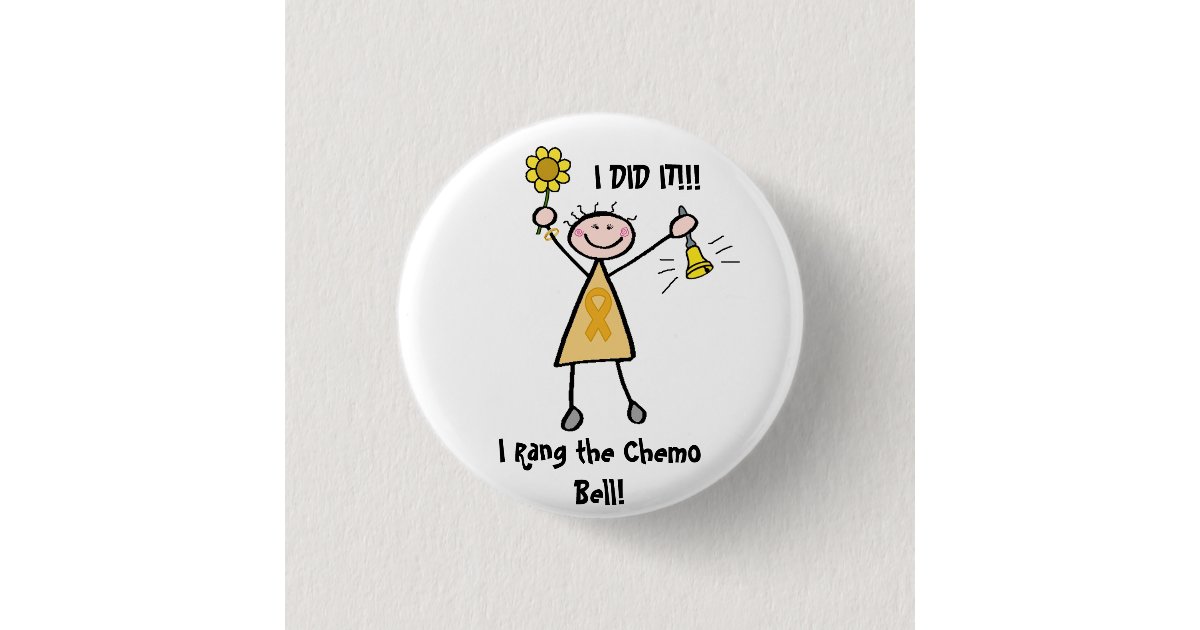 Chemo Bell - Childhood Cancer Gold Ribbon Button | Zazzle