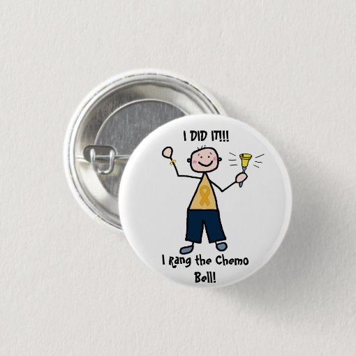 Chemo Bell - Childhood Cancer Gold Ribbon Pinback Button | Zazzle