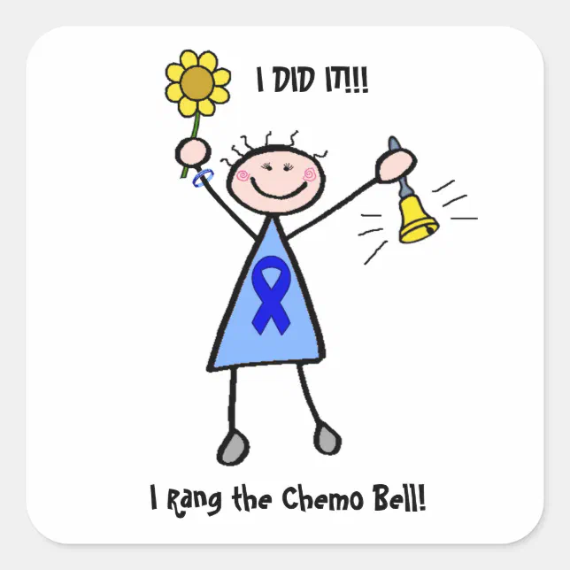 Chemo Bell - Colon Cancer Woman Square Sticker | Zazzle