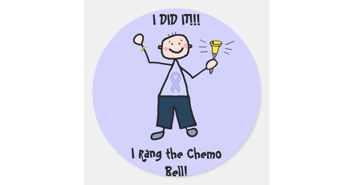Chemo Bell - General Cancer Male Classic Round Sticker | Zazzle
