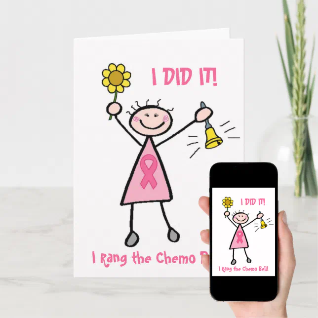 Chemo Bell - Pink Ribbon Breast Cancer Card | Zazzle