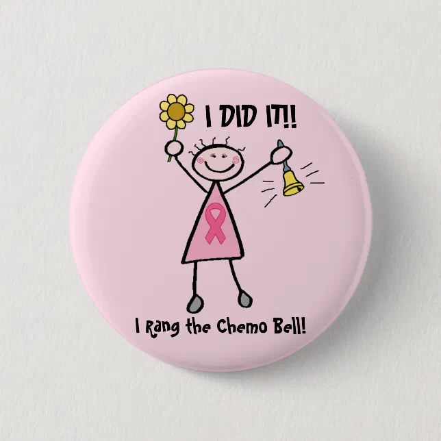 Chemo Bell Pink Ribbon Button | Zazzle