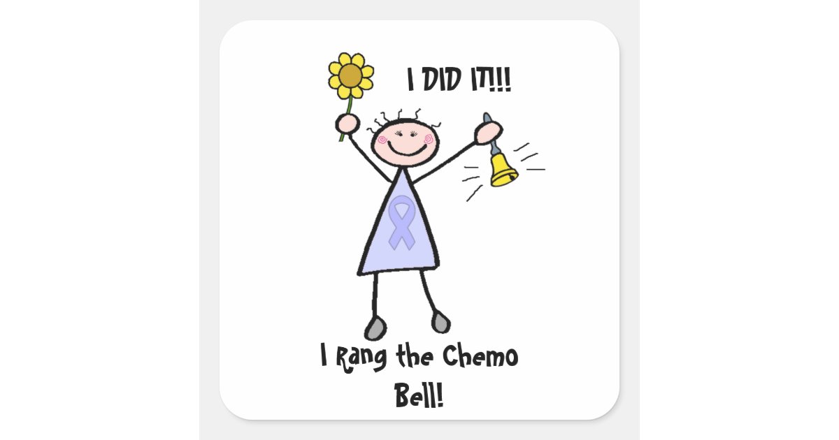 Chemo Bell - Woman General Cancer Square Sticker | Zazzle