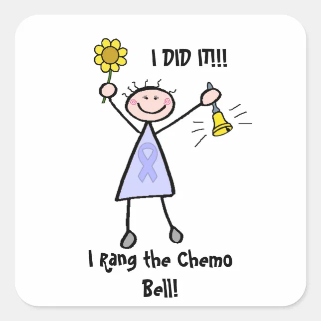 Chemo Bell - Woman General Cancer Square Sticker | Zazzle