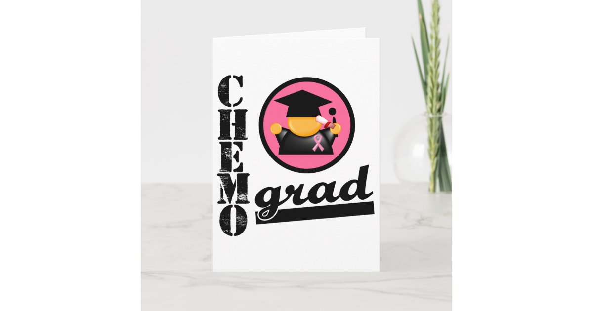Chemo Grad Breast Cancer Ribbon Card | Zazzle