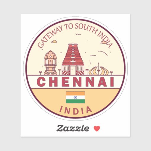 Chennai India City Skyline Emblem Sticker | Zazzle