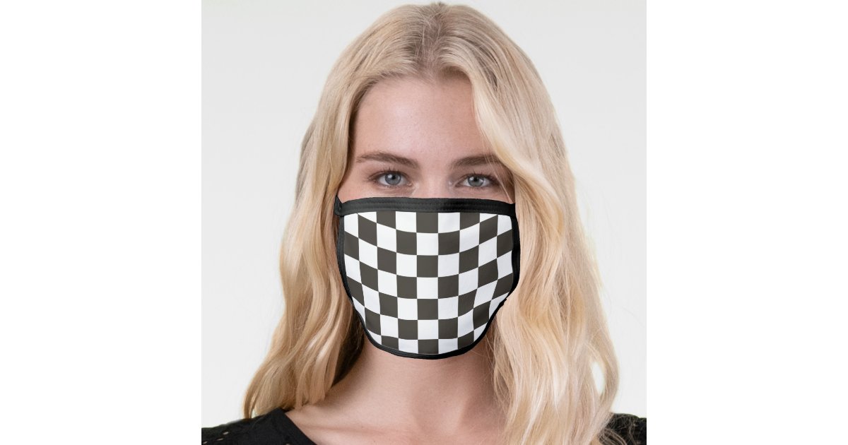 Chequered Flag (Black and White) (Checker Pattern) Face Mask | Zazzle