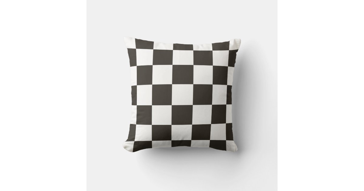 Chequered Flag (Black and White) (Checker Pattern) Throw Pillow | Zazzle