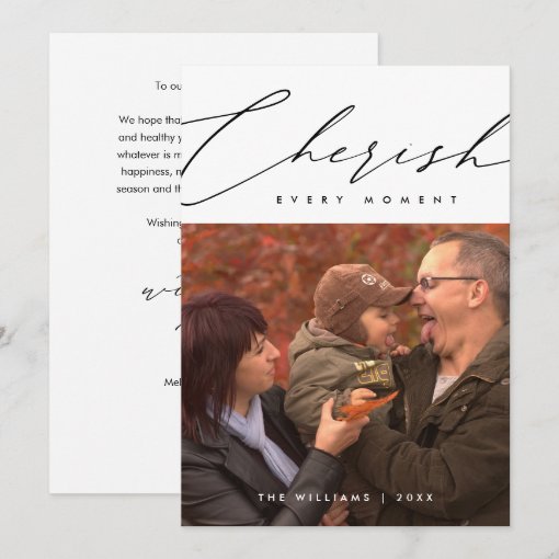 Cherish Ever Moment Christmas Family Photo Layover Holiday Card | Zazzle
