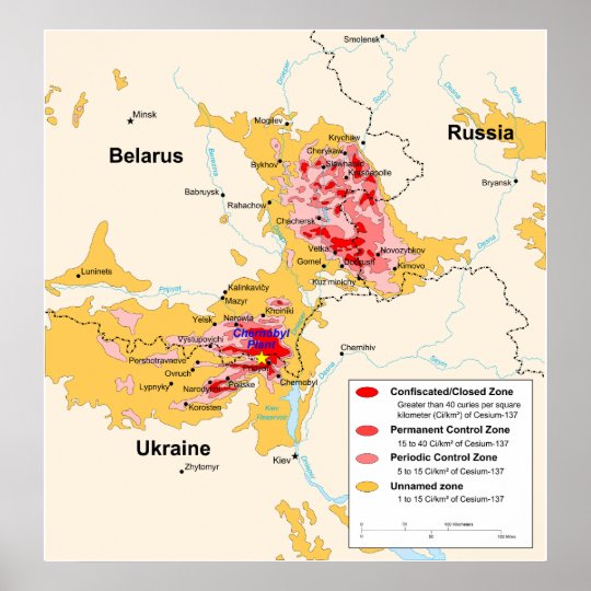 Chernobyl Radiation Map from CIA Handbook Poster | Zazzle.com