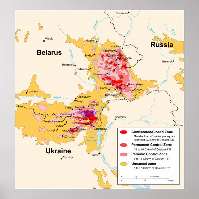 Chernobyl Radiation Map from CIA Handbook Poster | Zazzle