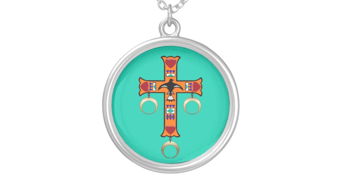 CHEROKEE CROSS SILVER PLATED NECKLACE | Zazzle