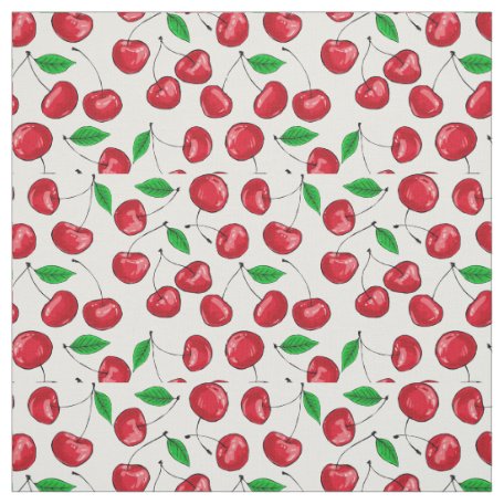 Red cherries fabric | Zazzle