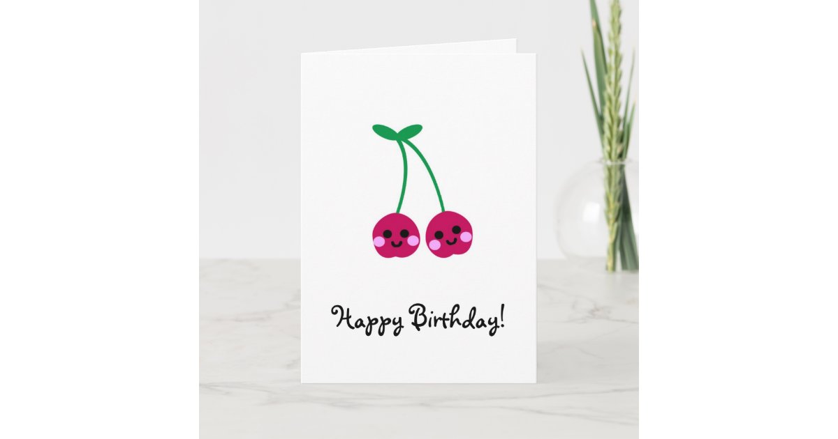 cherries, Happy Birthday! Card | Zazzle