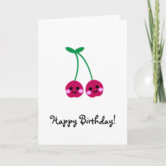 cherries, Happy Birthday! Card | Zazzle