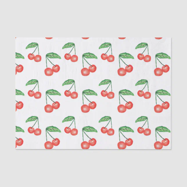 Cherries watercolor pattern tissue paper | Zazzle