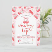 Cherry 1st Birthday Party Coquette Cherry Birthday Invitation | Zazzle