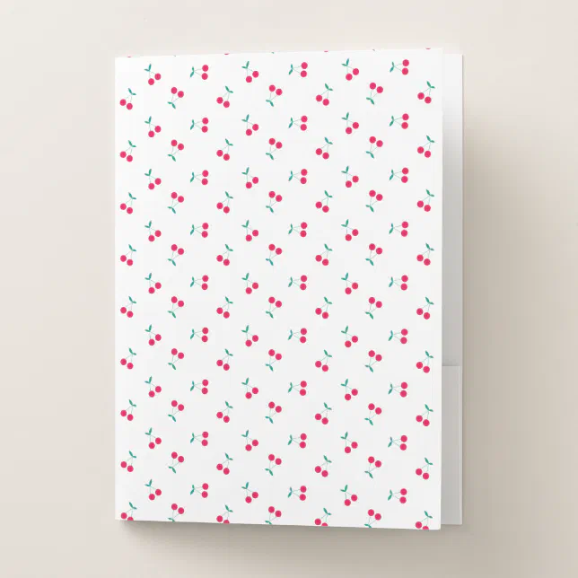 Cherry Aesthetic Cherries Pattern White Pocket Folder | Zazzle