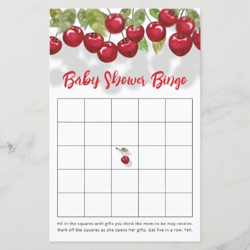 Cherry Baby Shower Bingo Game | Zazzle