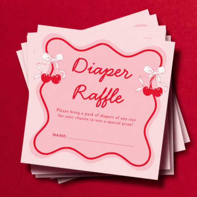 Cherry Baby Shower Diaper Raffle Enclosure Card | Zazzle
