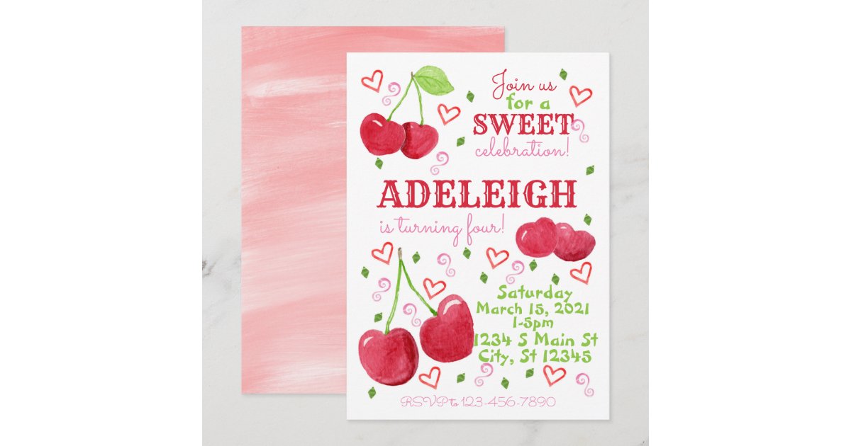 Cherry Birthday Invitation | Zazzle