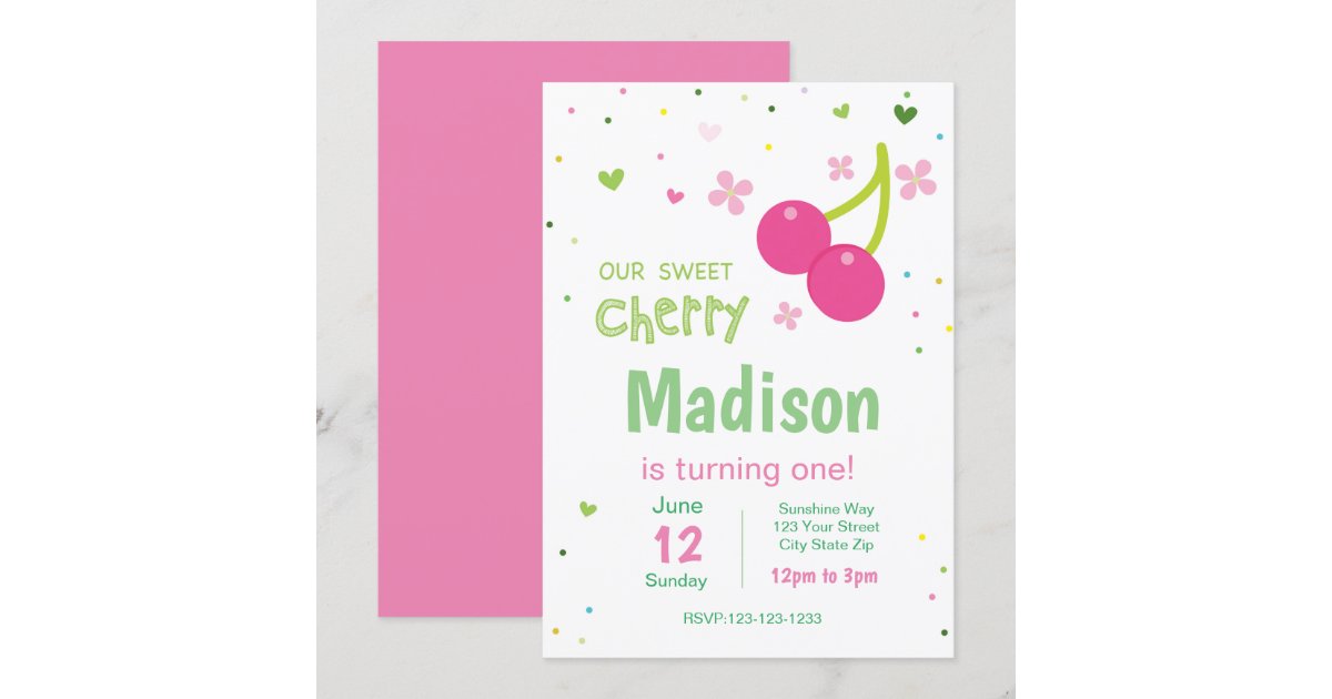 Cherry Birthday invitation | Zazzle