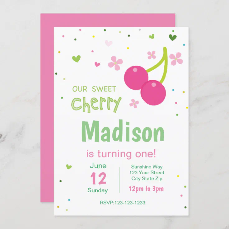 Cherry Birthday invitation | Zazzle