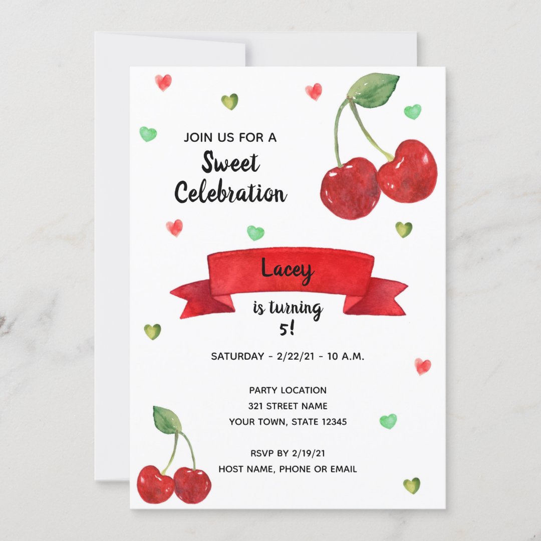 Cherry Birthday Invitation | Zazzle