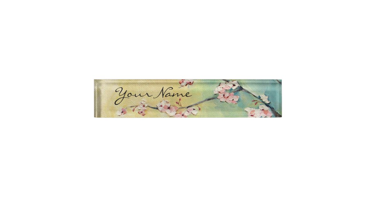 Cherry Blossom Acrylic Desk Nameplate | Zazzle