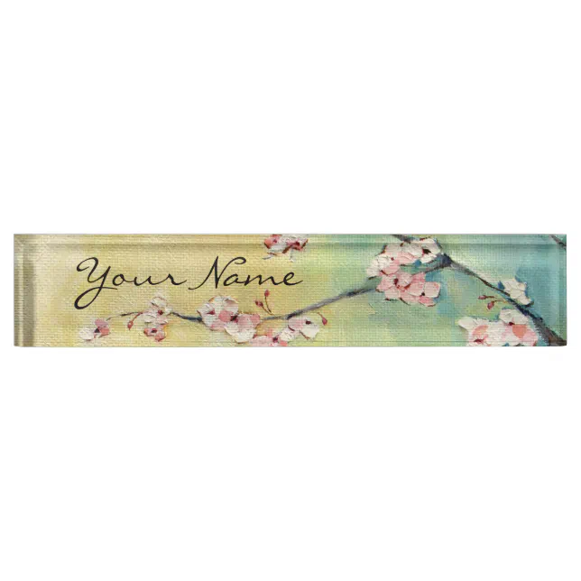 Cherry Blossom Acrylic Desk Nameplate | Zazzle