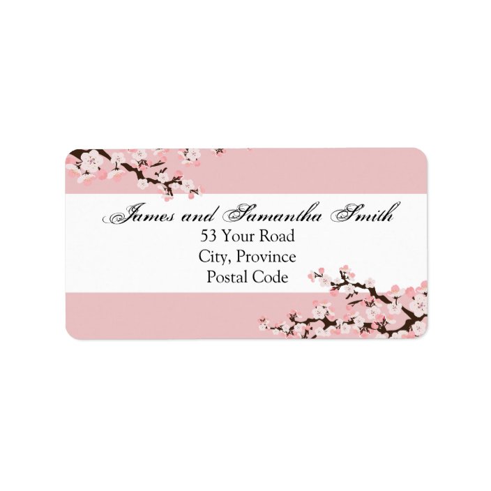 Cherry Blossom Address Label - Pink White Wedding | Zazzle.com