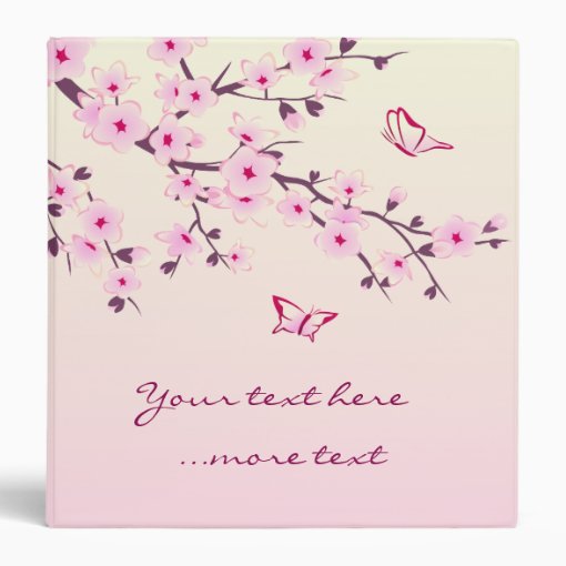Cherry Blossom and Butterflies Pink Custom Binder | Zazzle