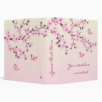 Cherry Blossom and Butterflies Pink Custom Binder | Zazzle