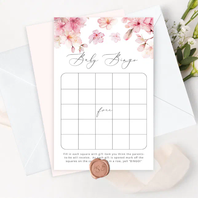 Cherry blossom baby shower bingo game | Zazzle