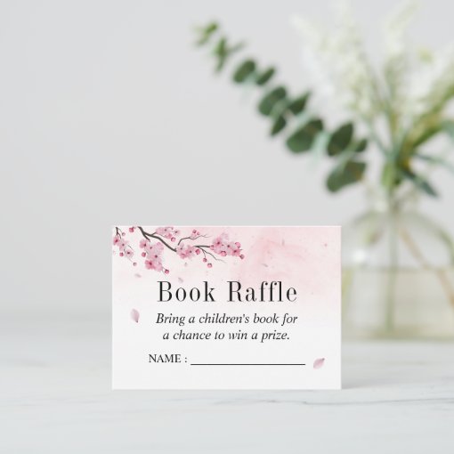 Cherry Blossom Baby Shower Book Raffle Tickets Enclosure Card | Zazzle