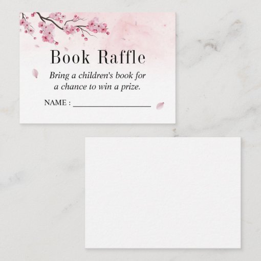 Cherry Blossom Baby Shower Book Raffle Tickets Enclosure Card | Zazzle