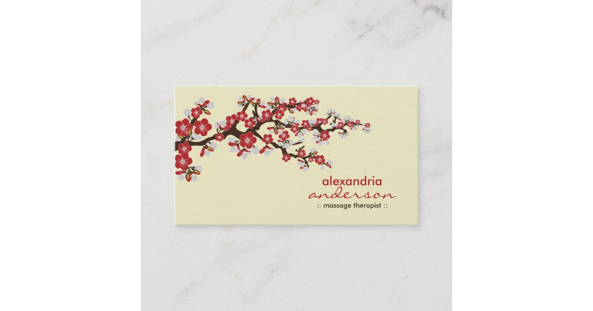 Cherry Blossom Custom Business Cards (red) | Zazzle