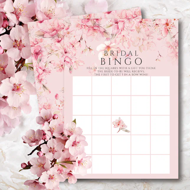 Cherry Blossom Delight Bridal Shower Bingo Game Invitation | Zazzle