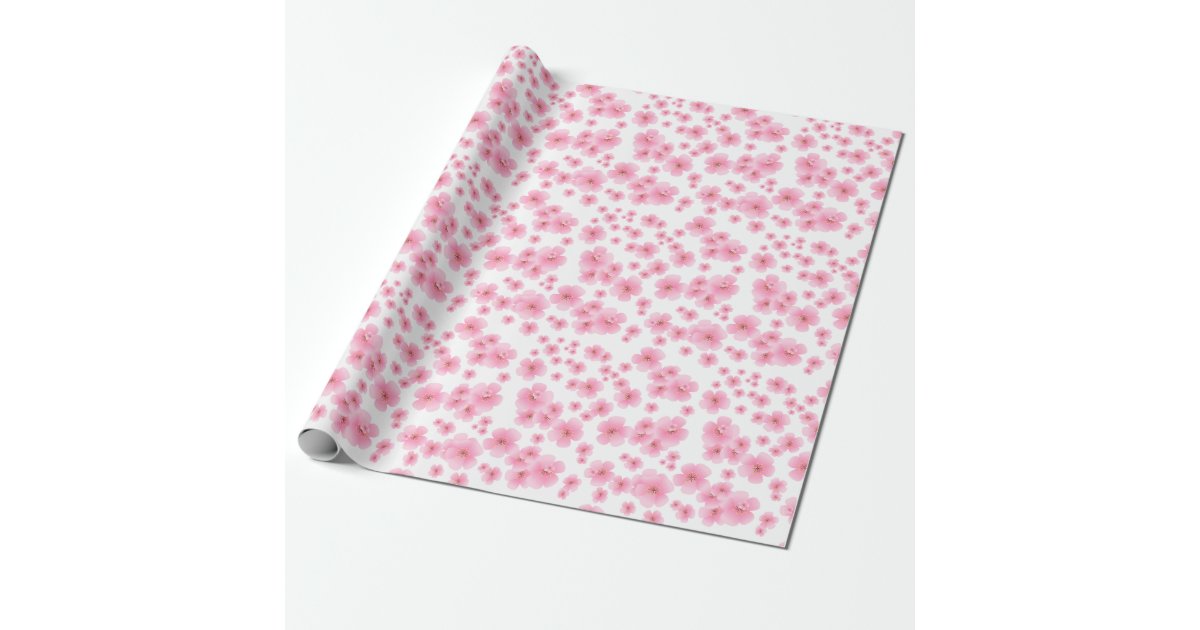 Cherry Blossom Flowers Floral Pink Pattern Wrapping Paper | Zazzle