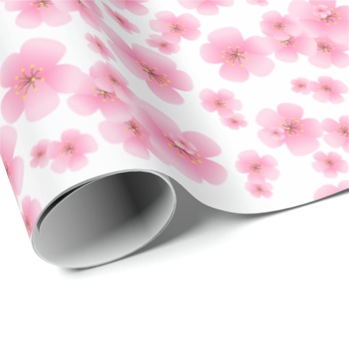 Cherry Blossom Flowers Floral Pink Pattern Wrapping Paper | Zazzle