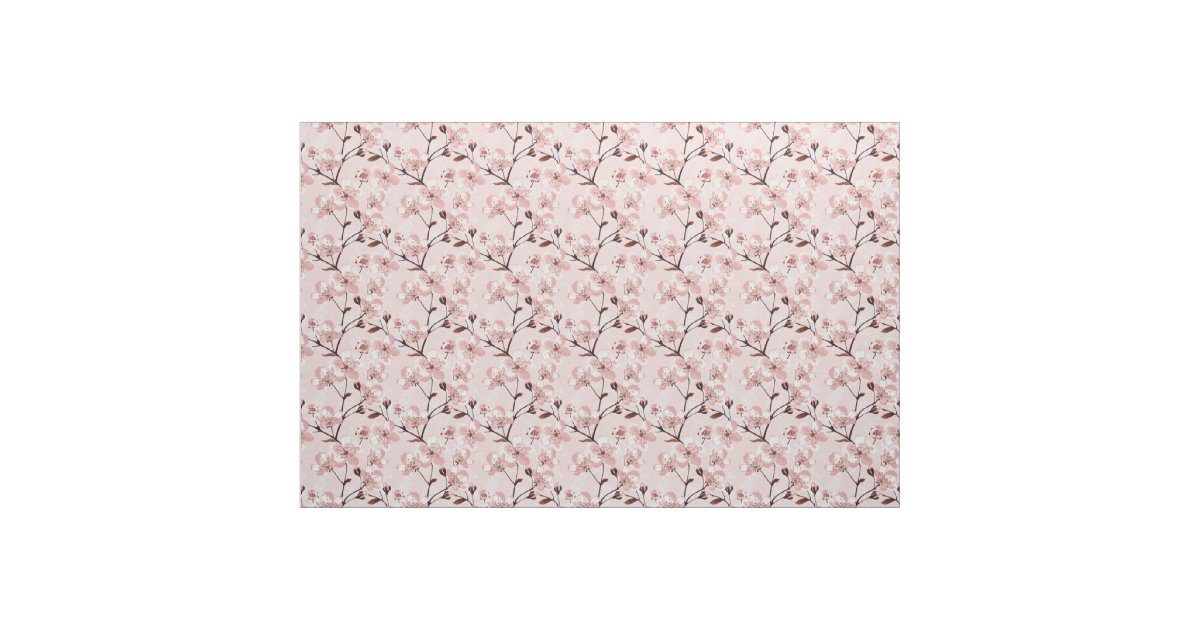 Cherry Blossom Flowers Pattern Fabric | Zazzle