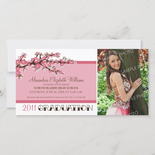 Cherry Blossom Graduation Announcement (pink) | Zazzle.com