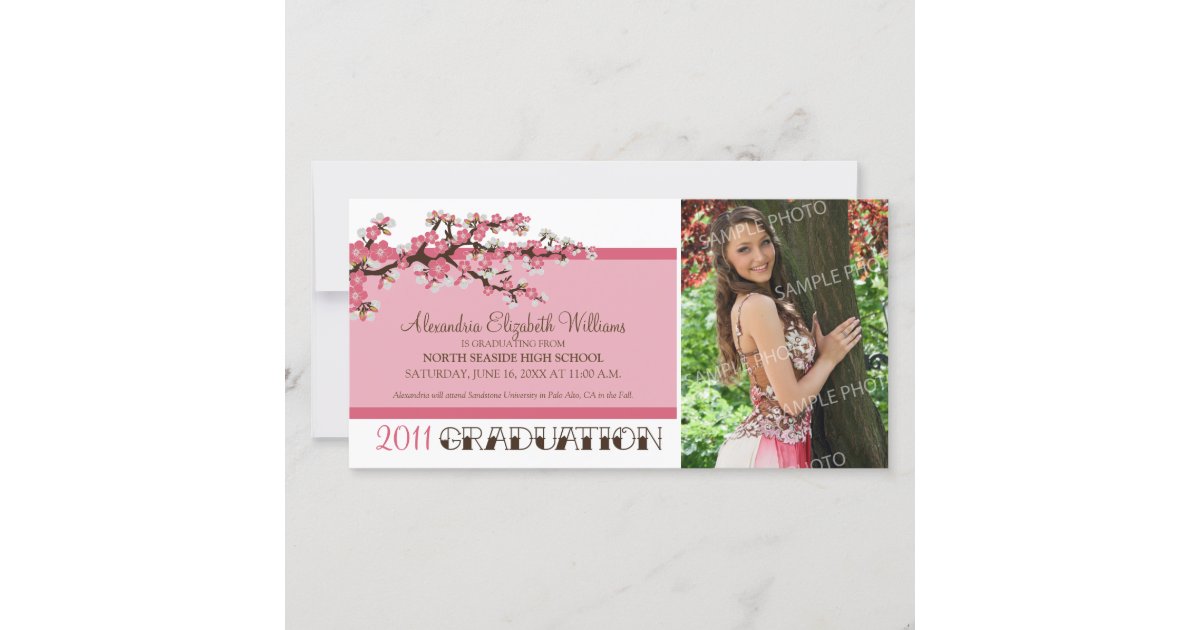 Cherry Blossom Graduation Announcement (pink) | Zazzle
